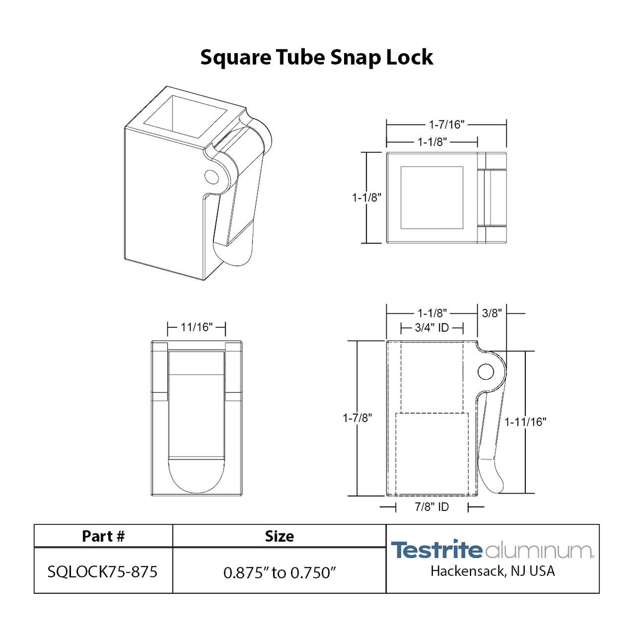 Square Tubing Locks – Testrite Aluminum