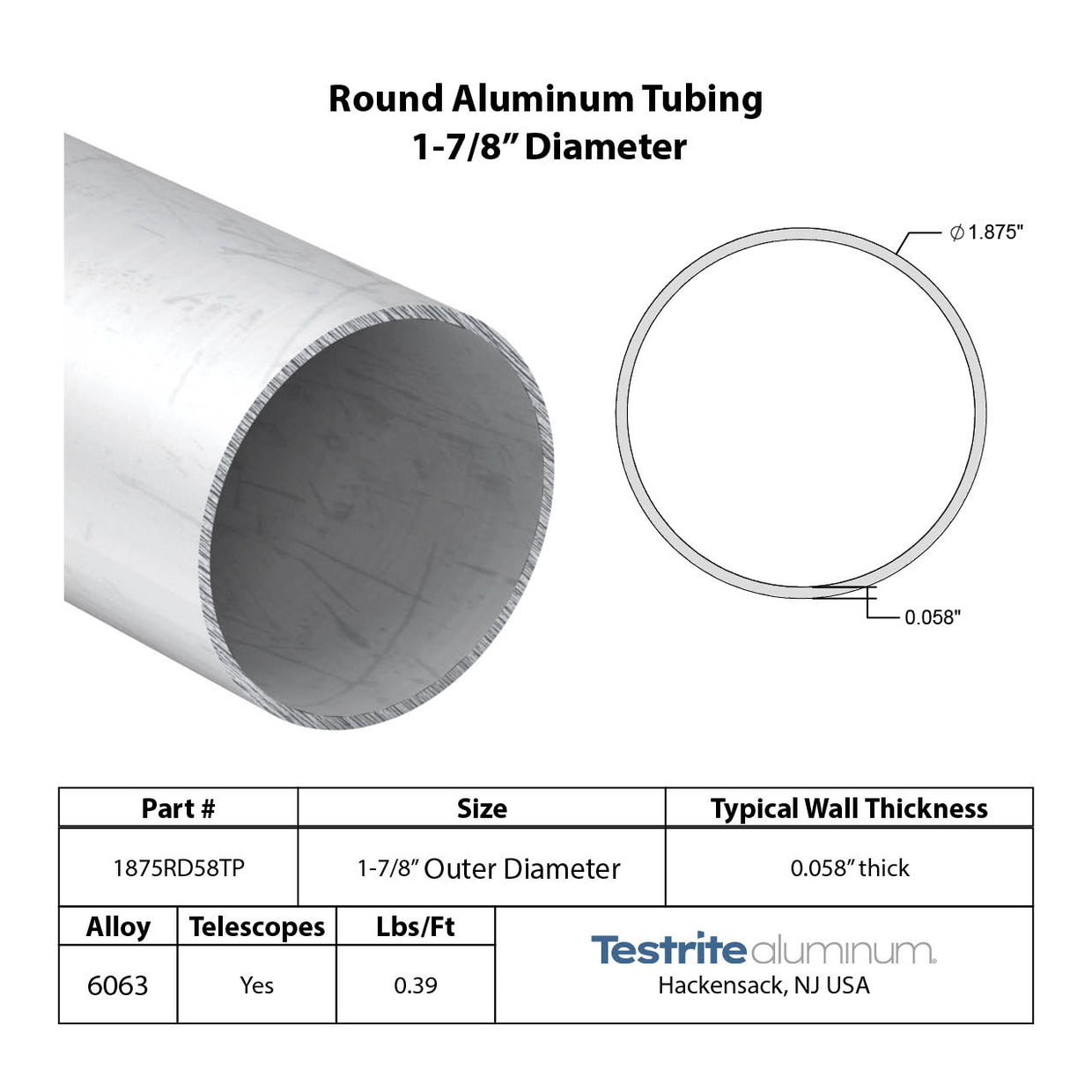 .058" Wall Round Aluminum Telescopic Tubing – Testrite Aluminum