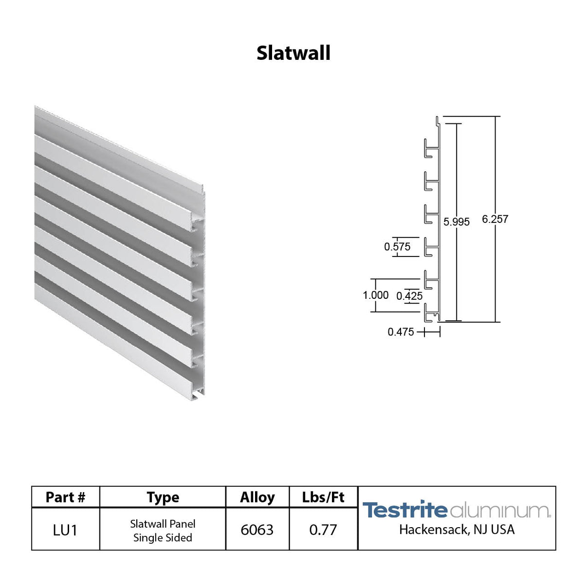 Single Sided Aluminum Slatwall – Testrite Aluminum