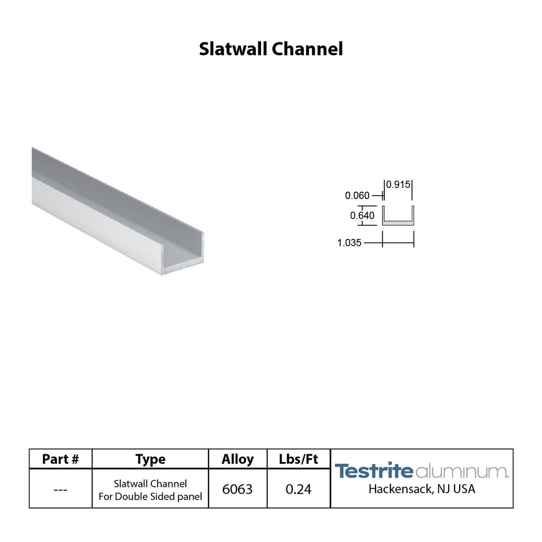 29/32" ID Aluminum U Channel for Double Sided Slatwall – Testrite Aluminum