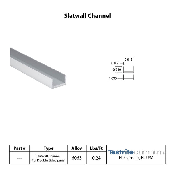 29/32" ID Aluminum U Channel for Double Sided Slatwall