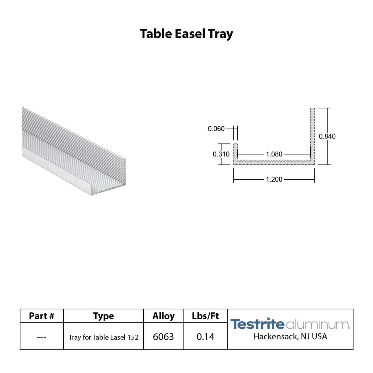 1" ID Aluminum tray – Testrite Aluminum