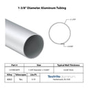 1-3/8" OD x .038" Wall Round Aluminum Tubing Telescopic Compatible ...